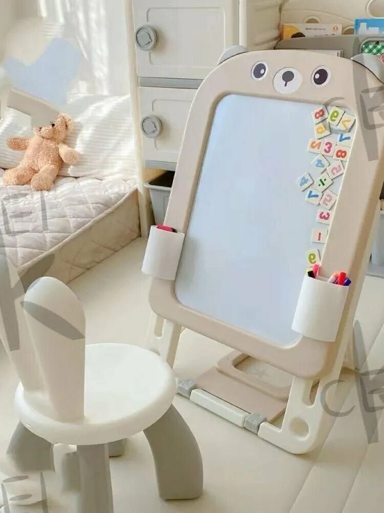 Детский стол и стул CEL, для рисования, высота 49,5-79,5 см, серый/белый