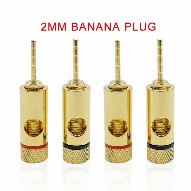 8 шт. медный позолоченный 2 мм штыревой банановый штекер адаптер прямой штыревой банановый штекер акустические штекеры проводной разъем