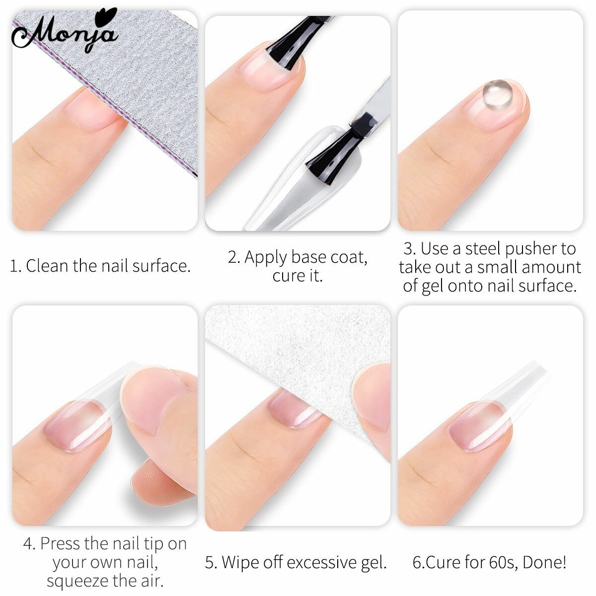 Клей для ногтей, Гель-слайм для крепления гелевых типс, страз и дизайна, клей для типс, база для экспресс наращивания, 30 мл, Monja