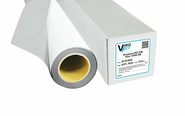 Пленка в рулоне ПЭТ грейбэк (серая обратная сторона) для стендов РоллАп Premium PET SOL Film 170M Grey Back для печати экосольвент, латекс, УФ