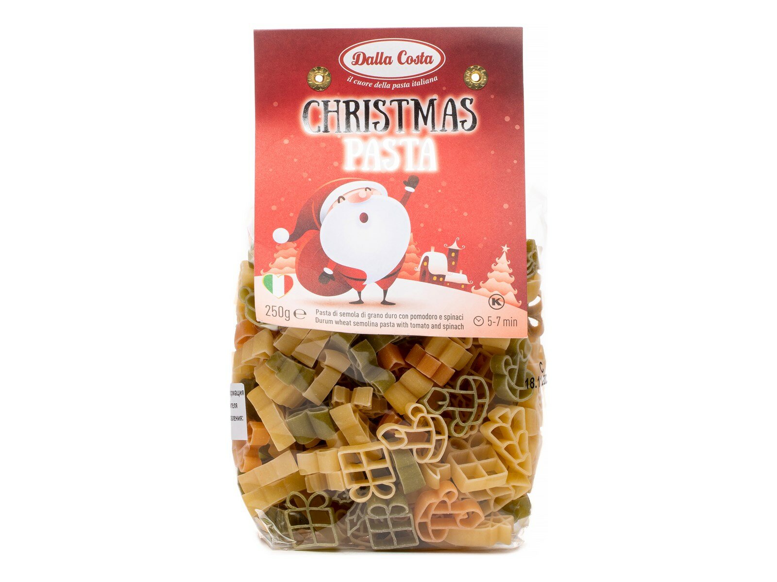 Паста Dalla Costa Рождество томаты-шпинат, 250г