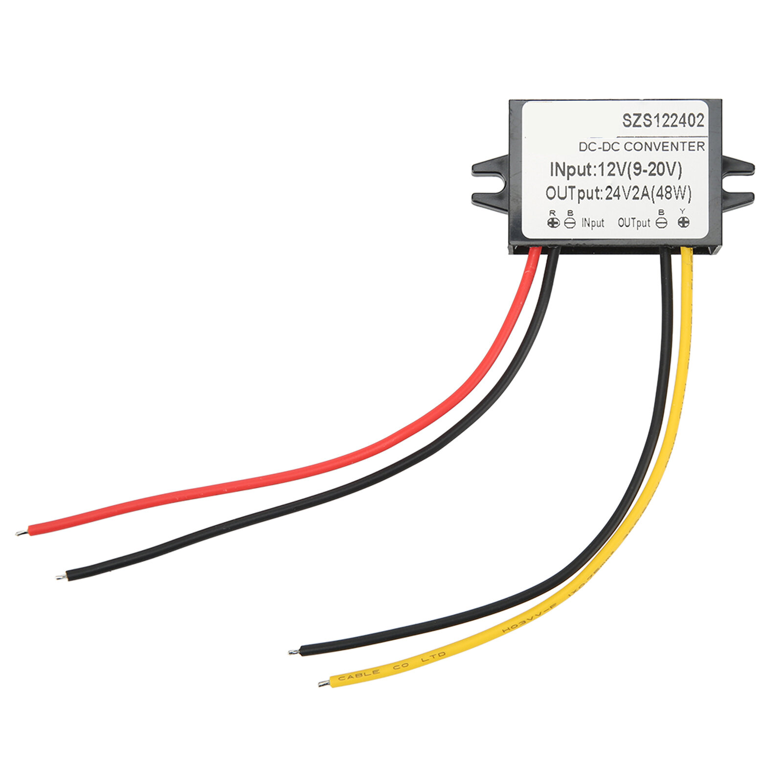 Модуль повышения напряжения постоянного тока в корпусе из полипропилена, степень защиты IP67, водонепроницаемый, 12 В, 9–20 В, 24 В, 2 А.