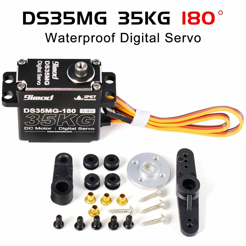 Сервопривод 9IMOD DS35MG 35 кг Водонепроницаемый корпус Угол поворота 180 Для RC моделей 1/6 1/8 1/10 1/12 радиоуправляемые модели 35 кг водонепроницаемый