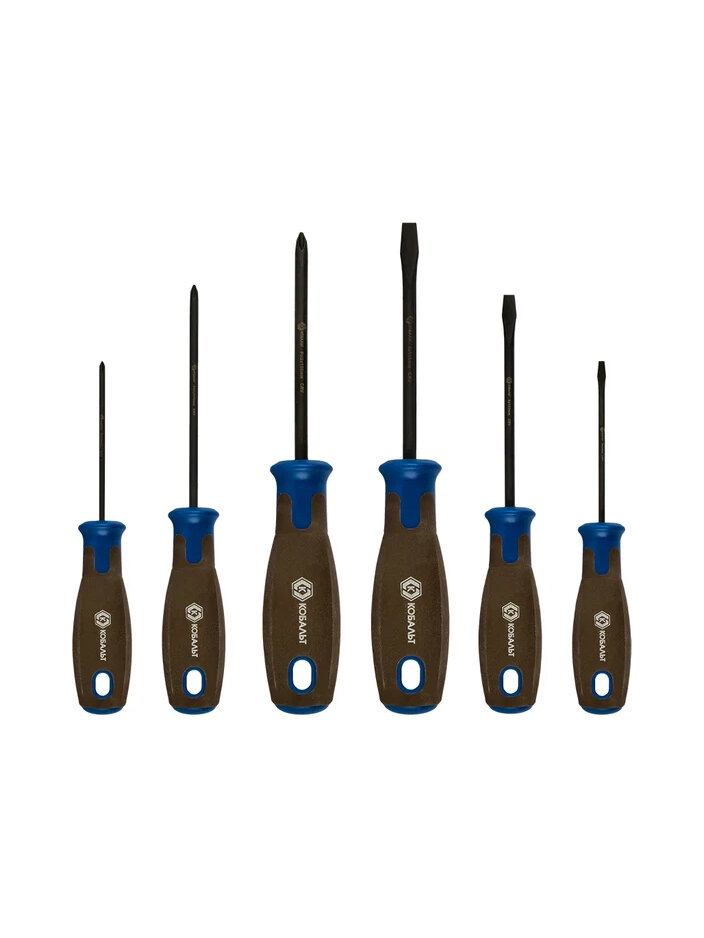 Набор отверток кобальт POLYWOOD, CR-V, древесно-полимерная рукоятки