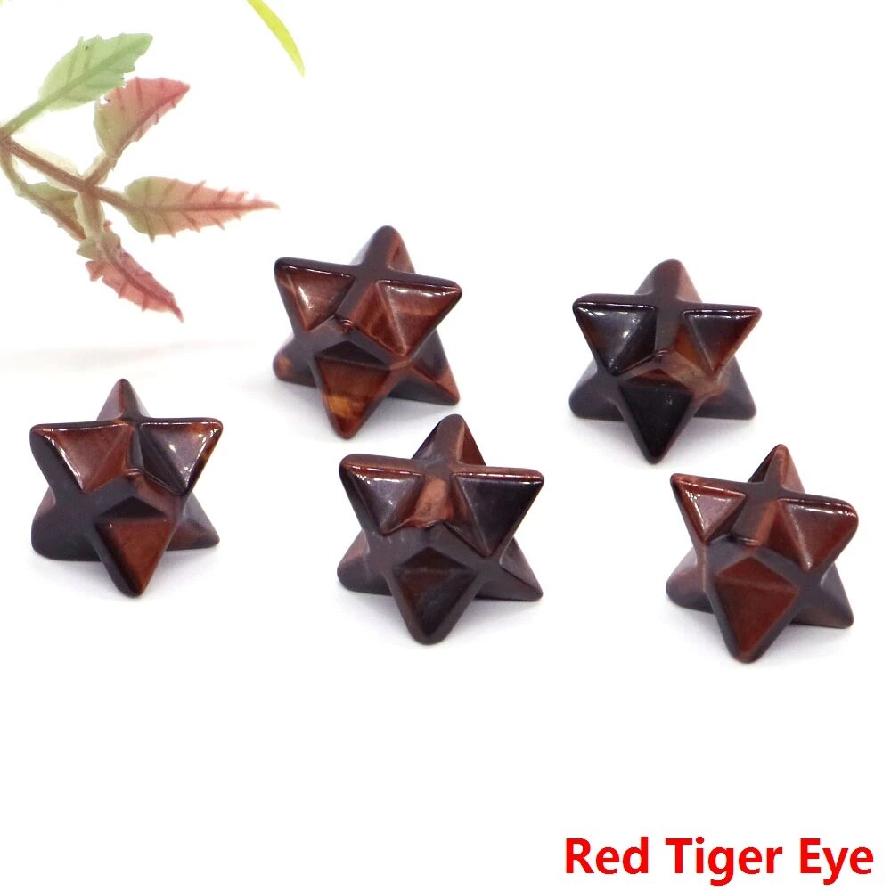 Меркаба звезда 13 мм натуральный кварцевый камень Коричневый, 5pcs, Red Tiger Eye