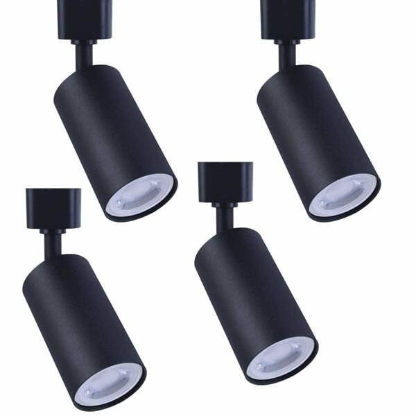Комплект трековых светильников под лампу GU10 230В черный серии TOP-LINE 4 штуки
