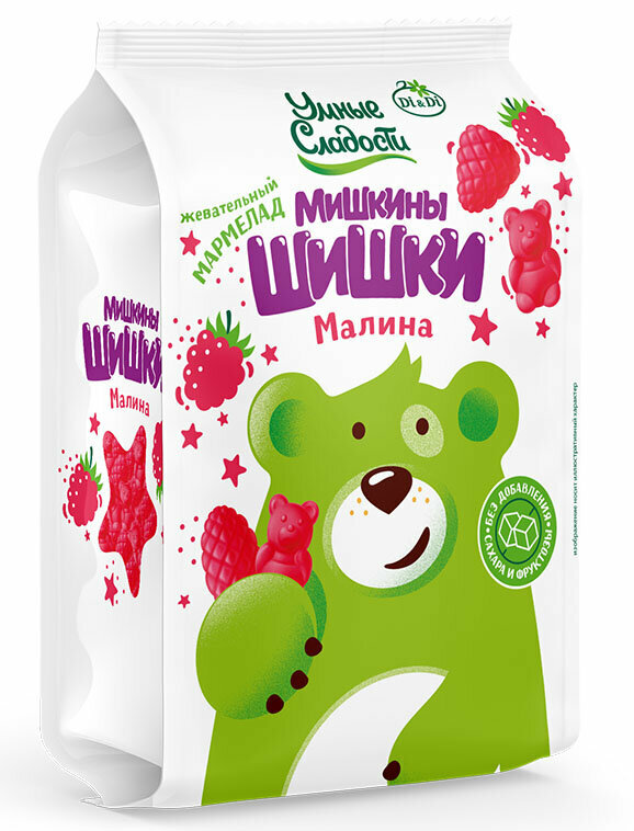 Мармелад жевательный "Умные сладости" Мишкины шишки со вкусом Малины, детская линейка, 150 г