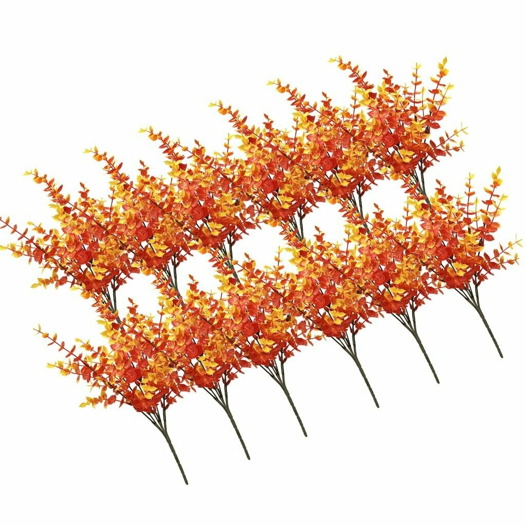 12 палочек, осеннее украшение дома из эвкалипта и камелии-Эвкалипт оранжево-красный