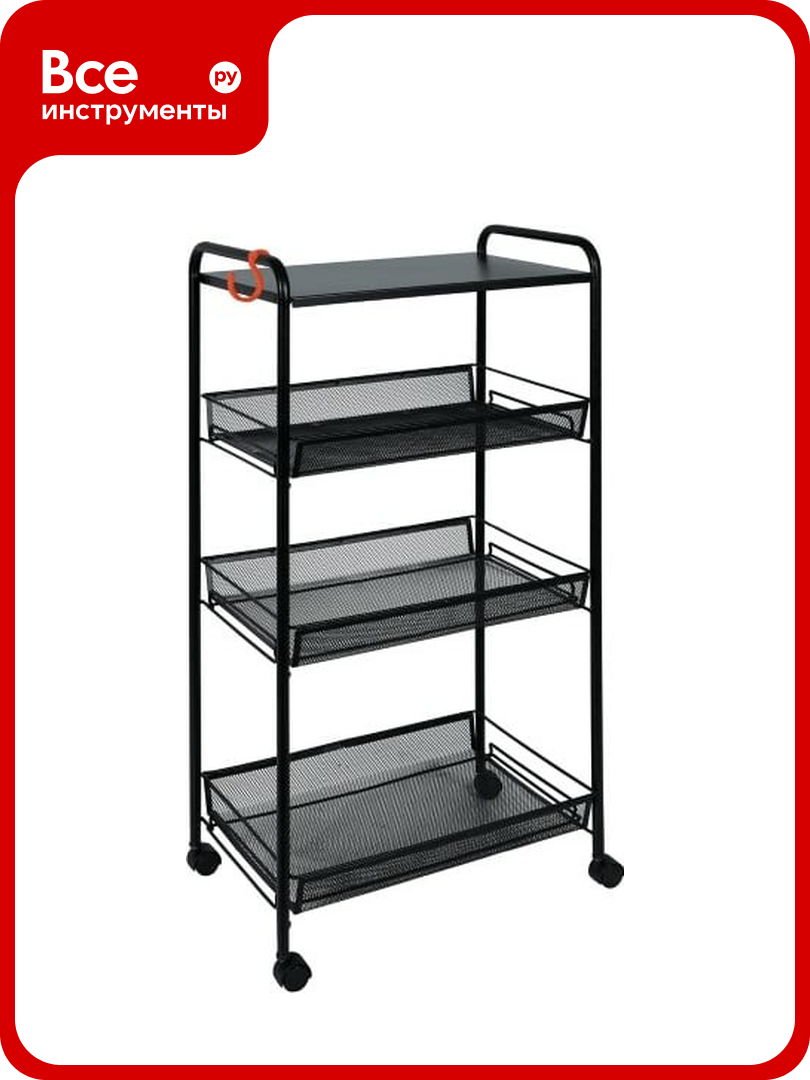 Этажерка Стеллаж для хранения ЗМИ Ладья 34 КС 4 секции с колёсами цвет черный Э 357 Ч Э 357 Ч