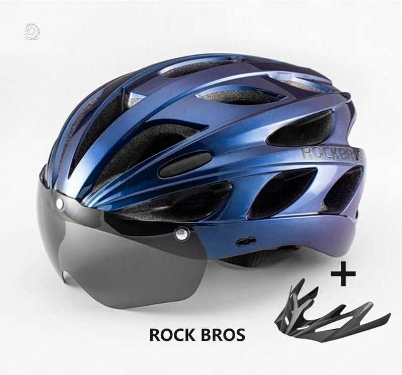 Шлем велосипедный ROCK BROS Bike Helmet, защитный спортивный, солнцезащитный визор, козырек в комплекте, экипировка для скутера, самоката, электросамоката, белый