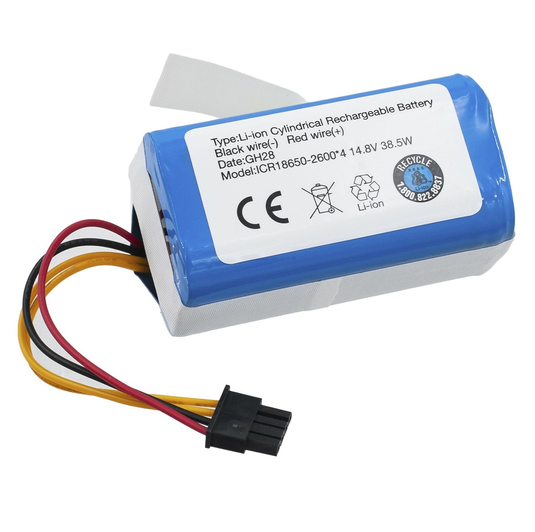 Аккумулятор для пылесоса REDMOND RV-R500, Cecotec Conga 1290, 1390, 1490, 1590, (BONA18650-MF1), 3400mAh, 50.3Wh, 14.8V (без корпуса), OEM