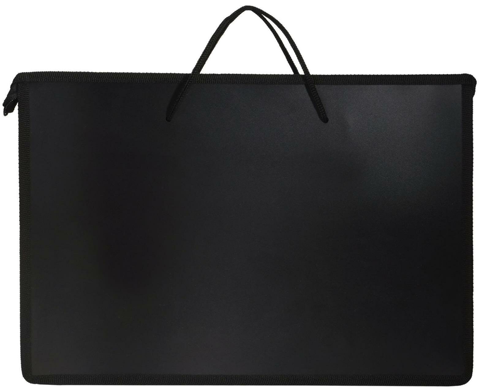 Папка для труда с 2 ручками А2 широкая Creativiki черная, пластик, полиэстер, молния сверху, универс