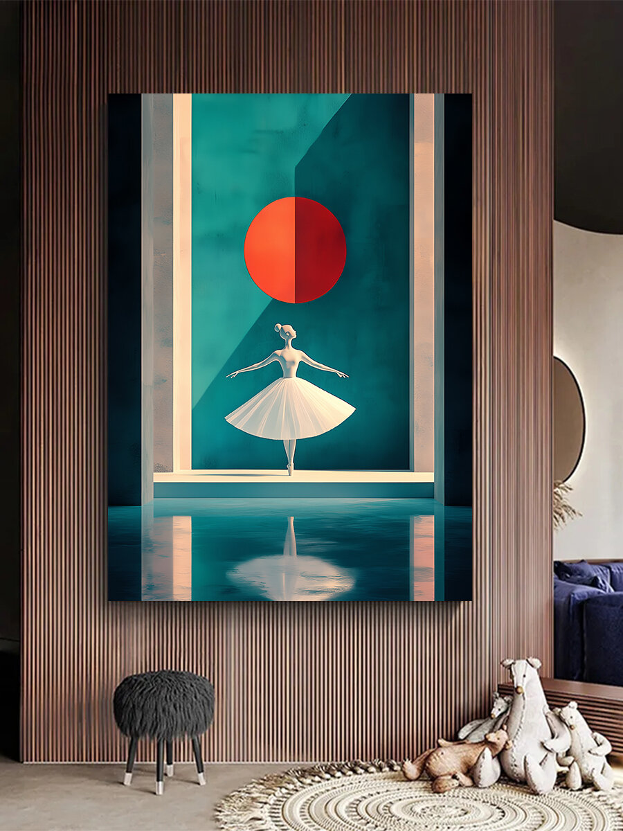 Картина на стену - "Абстракция, девушка балерина" , 50х70 см.