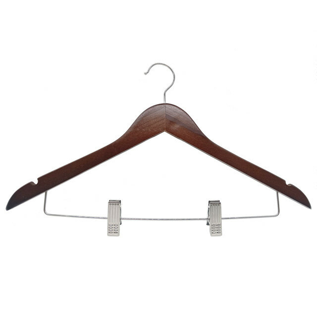Вешалка TODELIA 45см для верхней одежды, жакетов, юбок дерево с зажимами цвет темный орех