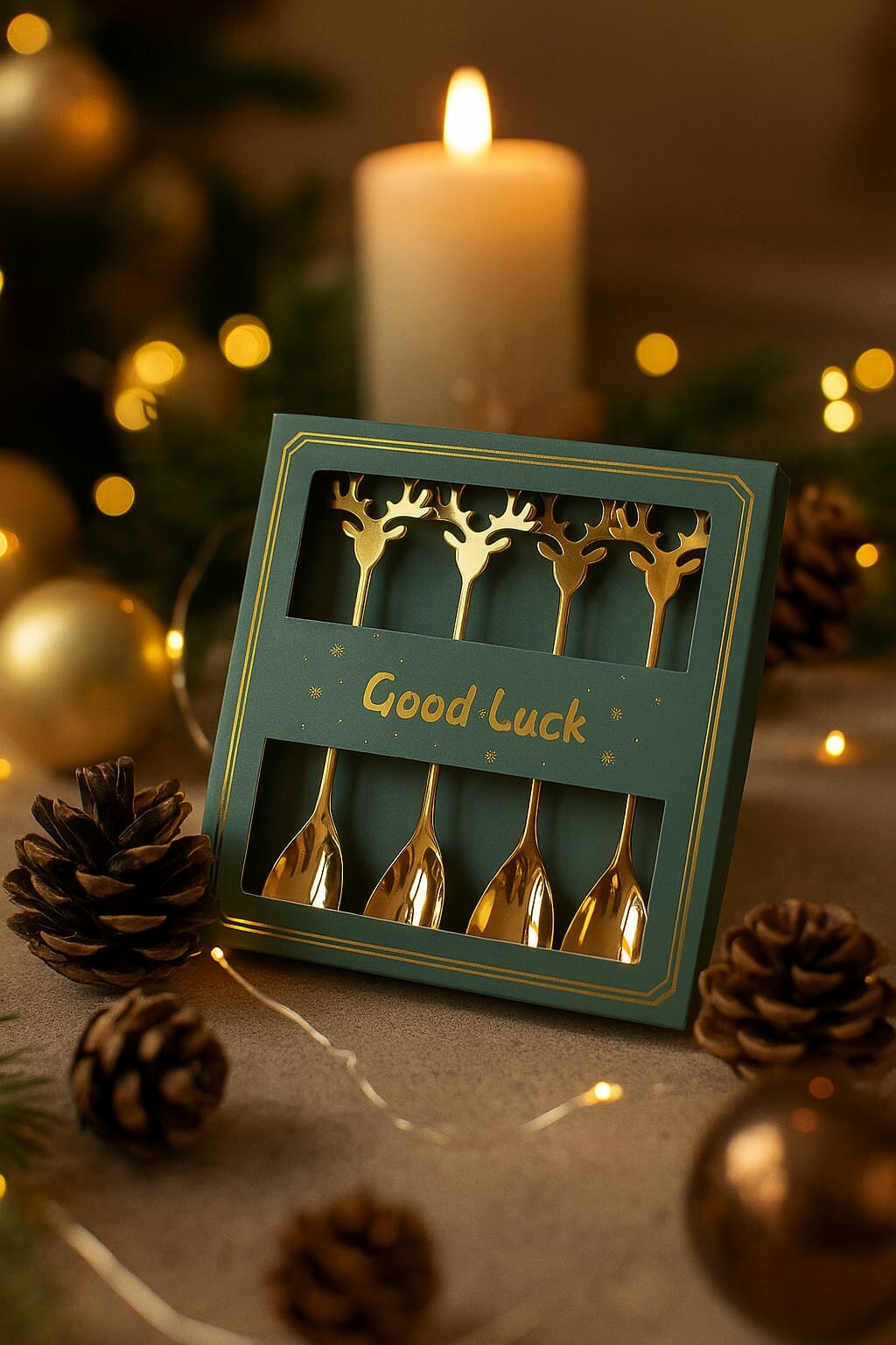 Набор чайных ложек в подарочной упаковке. Кофейные ложки в виде оленей.