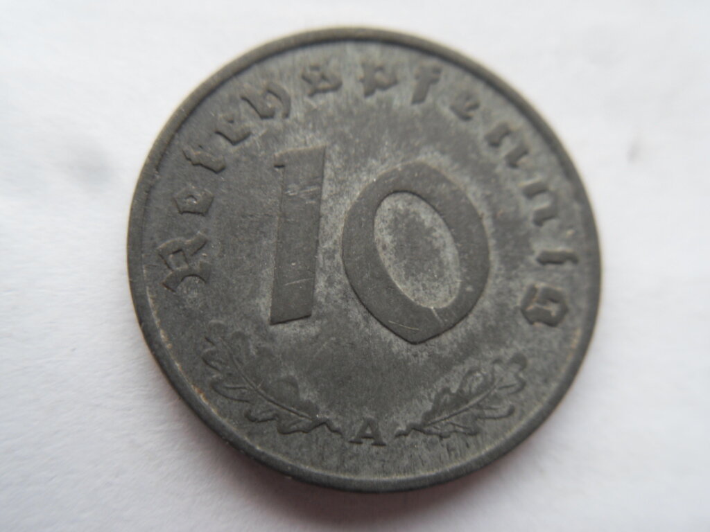 Германия - Третий рейх 10 рейхспфеннигов, 1943 Отметка монетного двора: "A" - Берлин