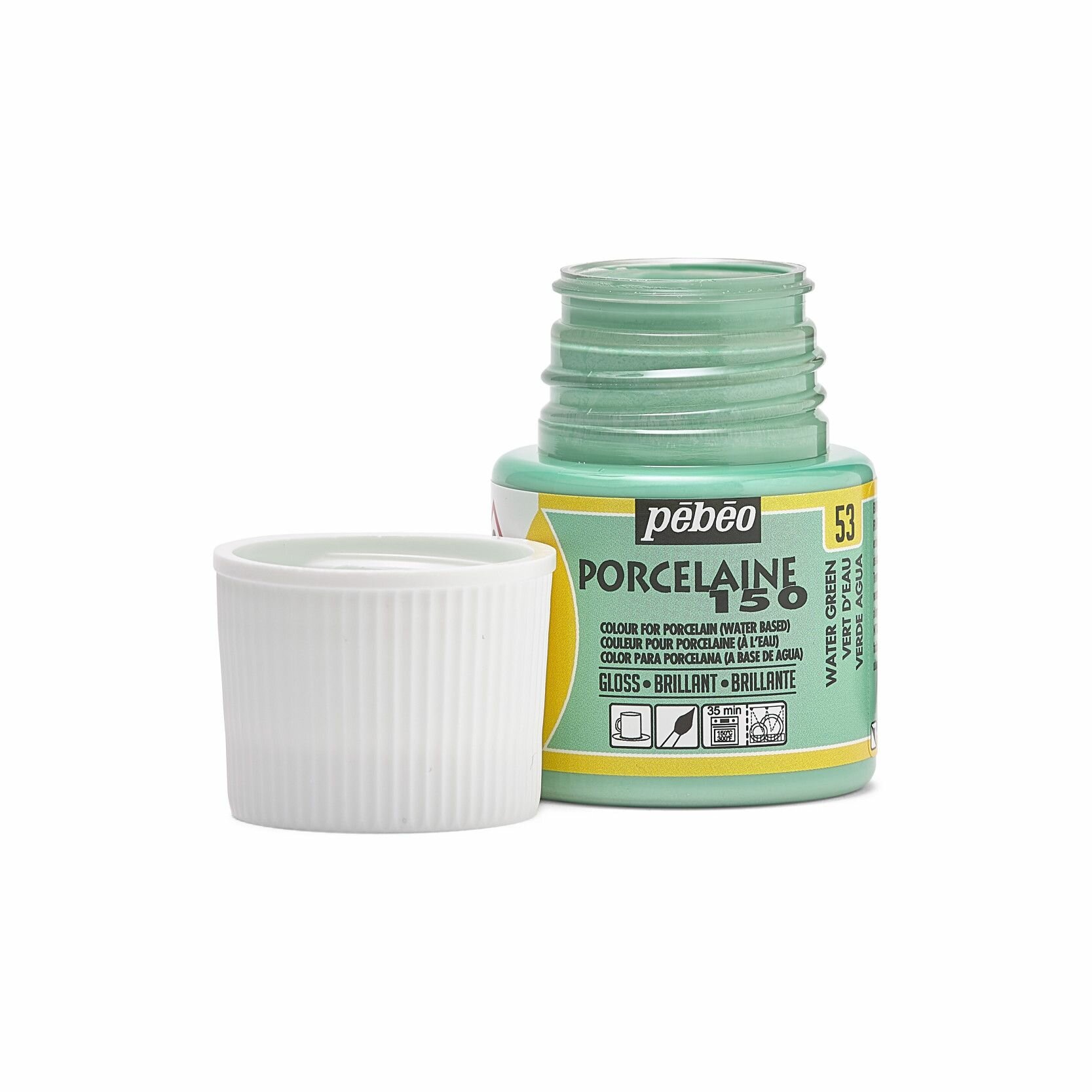 PEBEO Porcelaine 150 краска по фарфору и керамике под обжиг, пастельная 45 мл, Зеленая вода 024-053