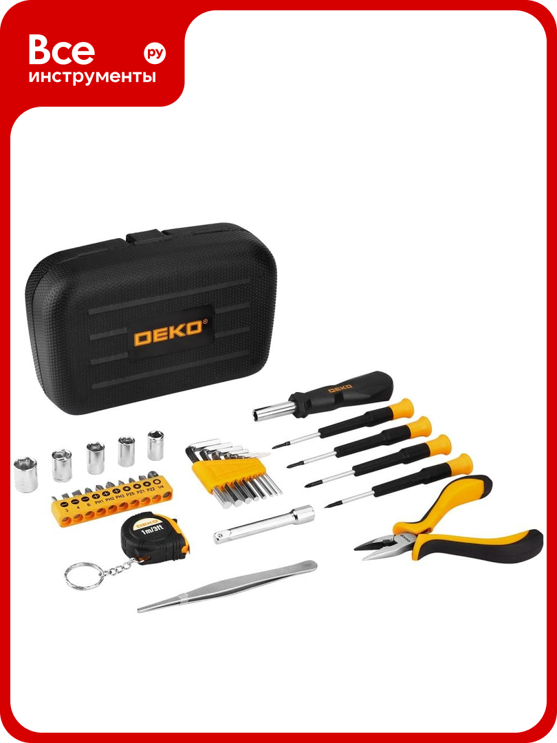 Набор инструментов для дома DEKO TZ32 в чемодане (32 предмета), резиновый