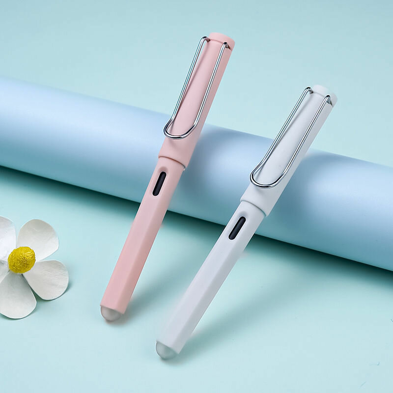 Ручка перьевая "Волшебная", сменные чернила, ретушер пера, белый/розовый корпус