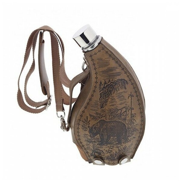 Фляга Бурдюк в сумке на лямках 1,5 л, Стиль Медведь