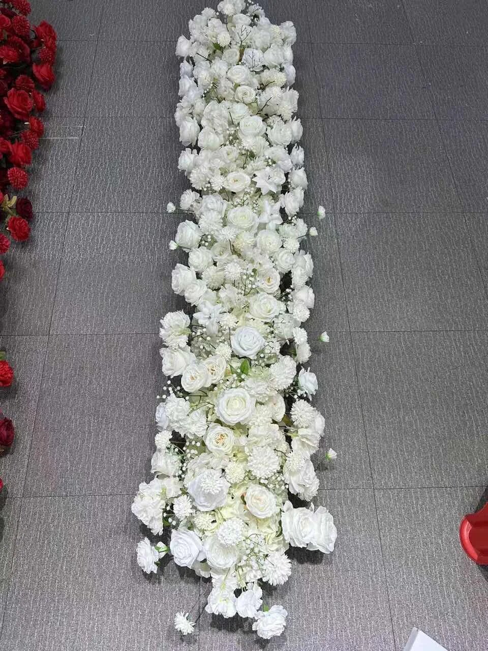 Искусственные цветочные бегуны из шелка, 30x100cm, Белый