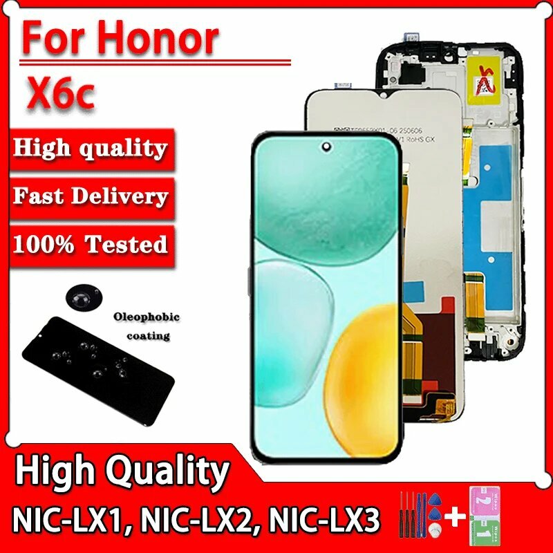 6,61 'экран для Huawei Honor X6c NIC-LX1, NIC-LX2, NIC-LX3 ЖК-дисплей с цифровым преобразователем сенсорного экрана для Honor X6C рамка дисплея Black With Frame