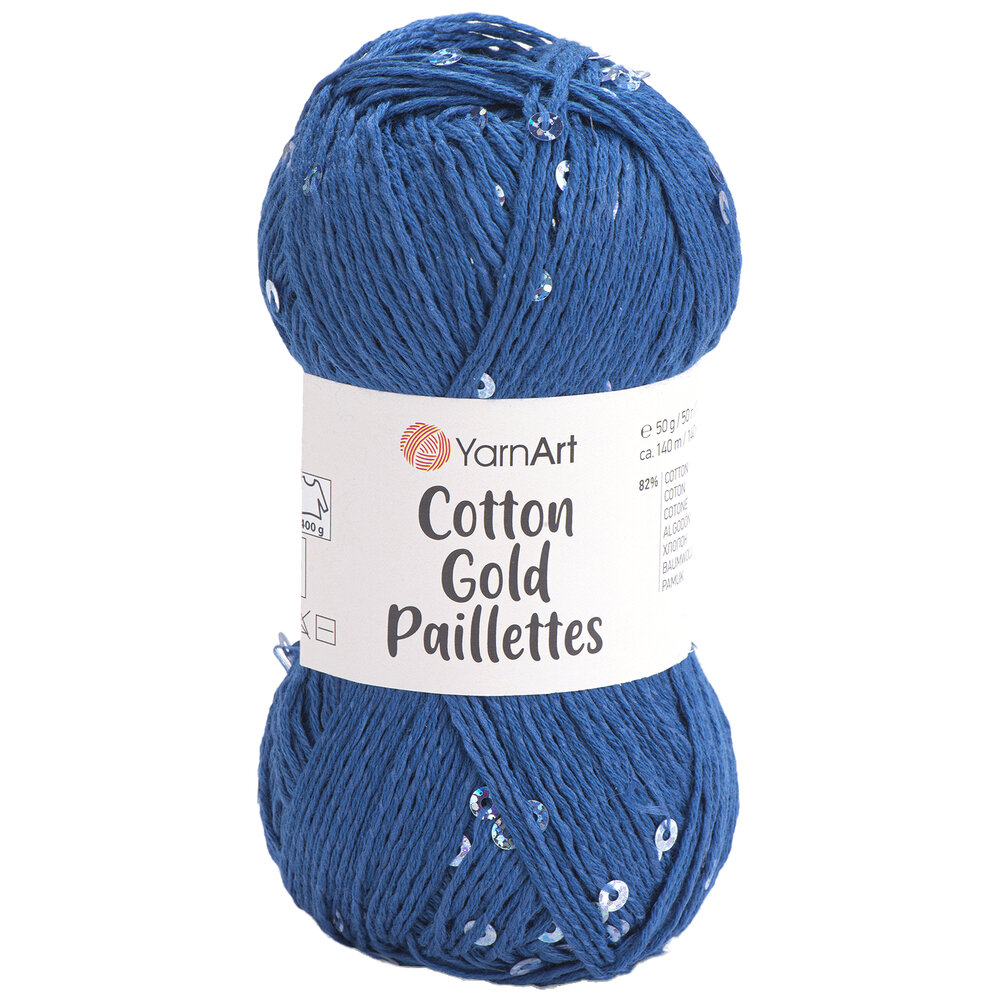 Пряжа для вязания YarnArt Cotton Gold Paillettes 7111 темно-бирюзовый 50 гр/140 м 82% хлопок, 18% полиэстер