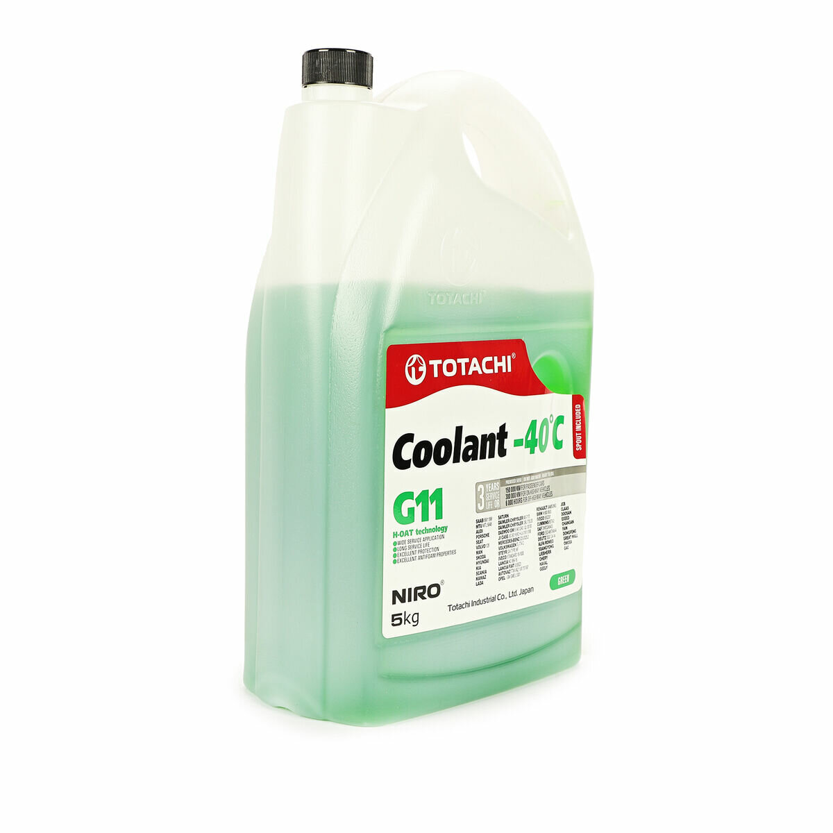 Жидкость Охлаждающая Низкозамерзающая Totachi Niro Coolant Green -40C G11 5Кг(Totachi 43205)