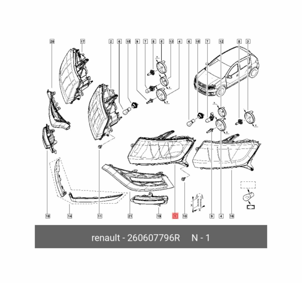 Блокфара Лев. renault Logan/Sandero 14- Черная [Org](Renault 260607796R)