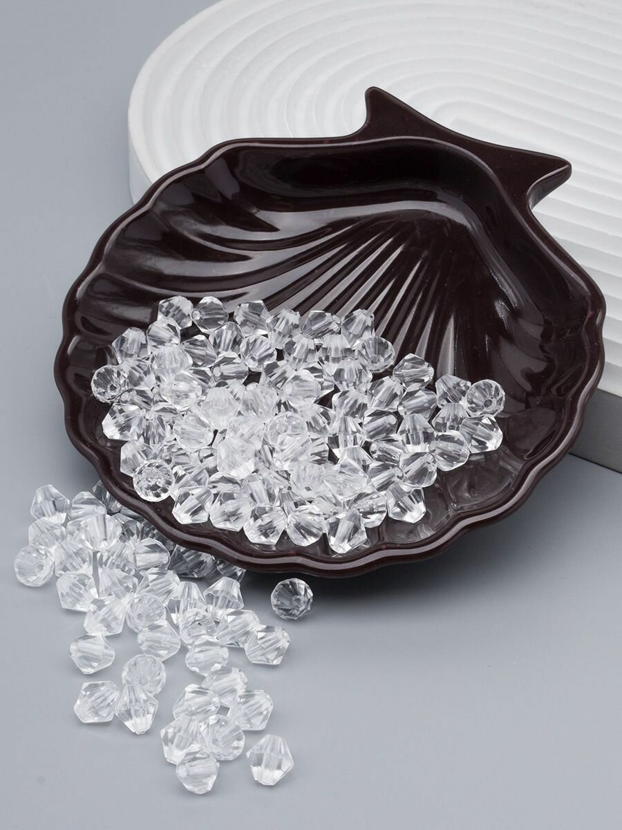 Бусины для рукоделия акриловые 8 мм, 25 г, ромбовидные, Astra&Craft (1 прозрачный)