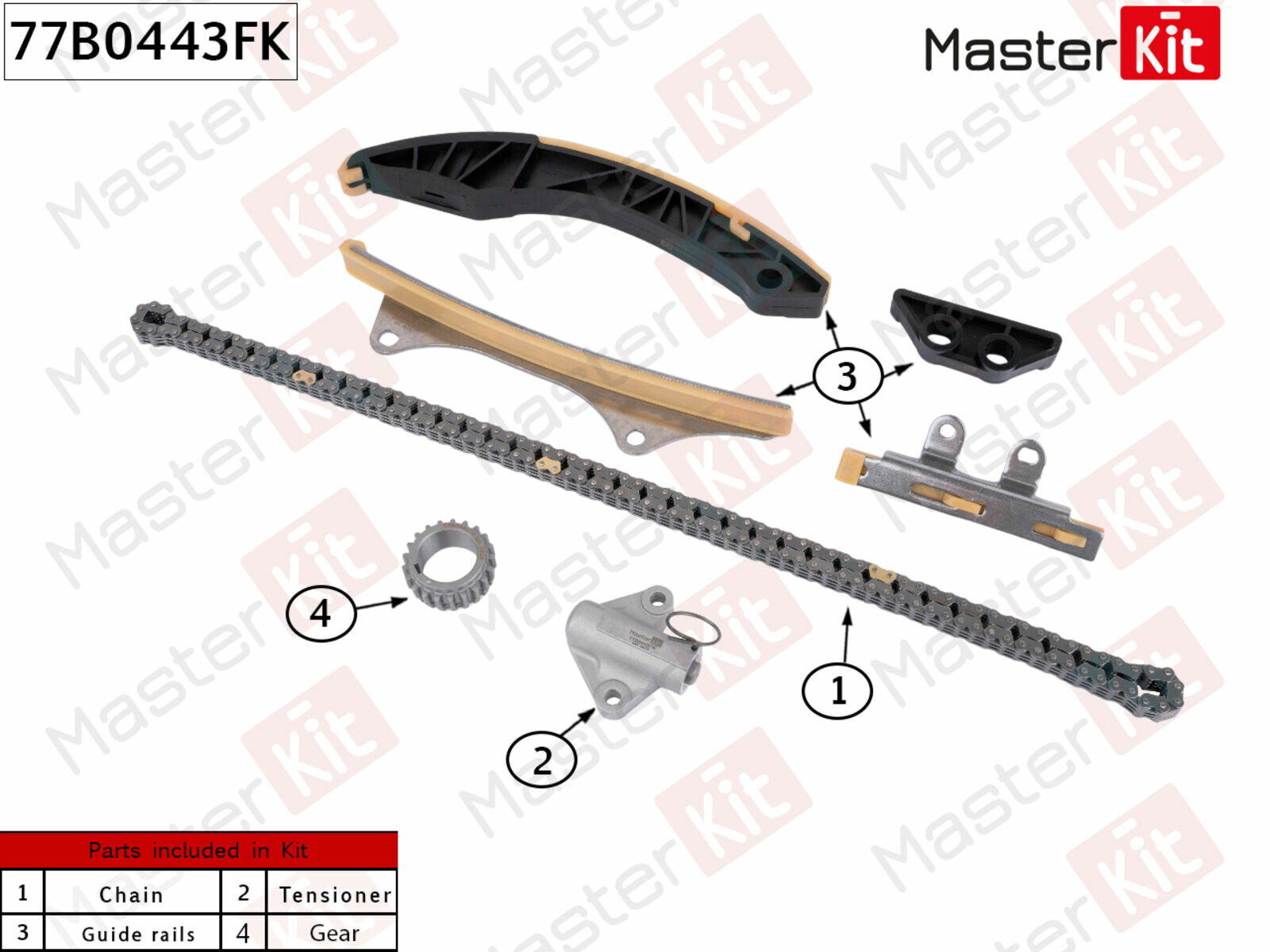Комплект Цепи Грм Hyundai/Kia G4La(Masterkit 77B0443Fk)
