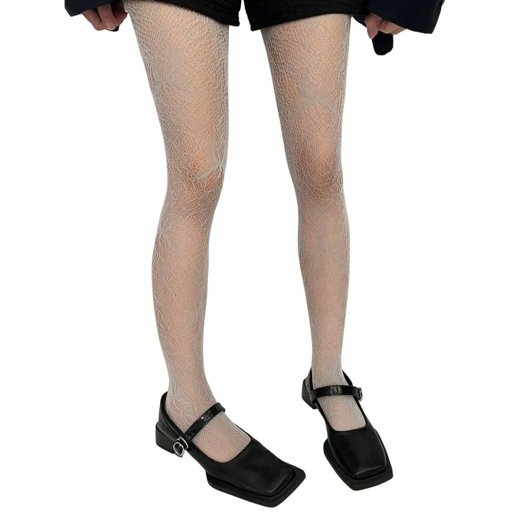 Чулки с полым бантом-серый