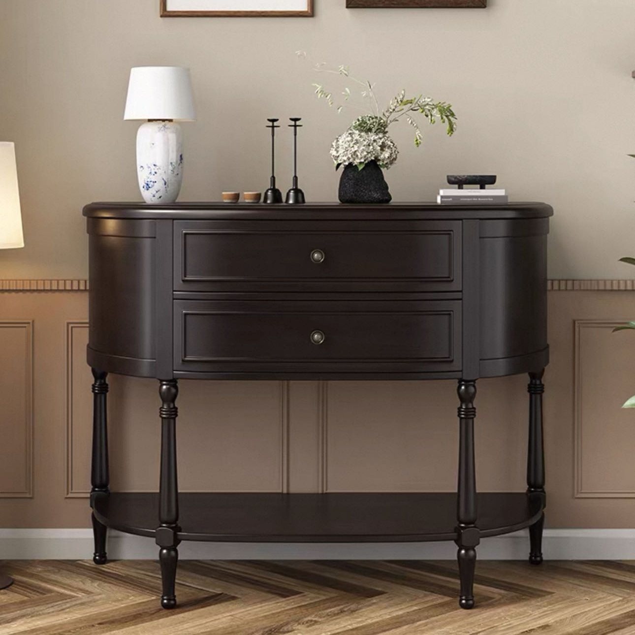 Интерьерная консоль с выдвижными ящиками во французском ретро стиле Namier (черный)