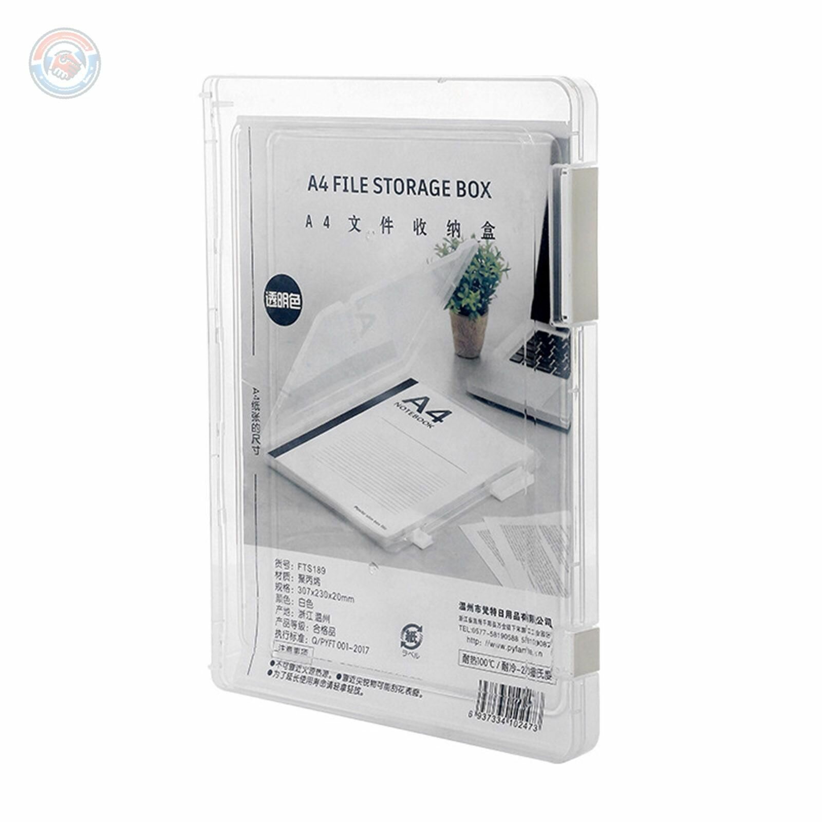Прозрачный ящик для хранения документов А4, пылезащитный органайзер с крышкой и застежкой, тонкий офисный кейс для бумаг, контрактов, сертификатов и школьных работ