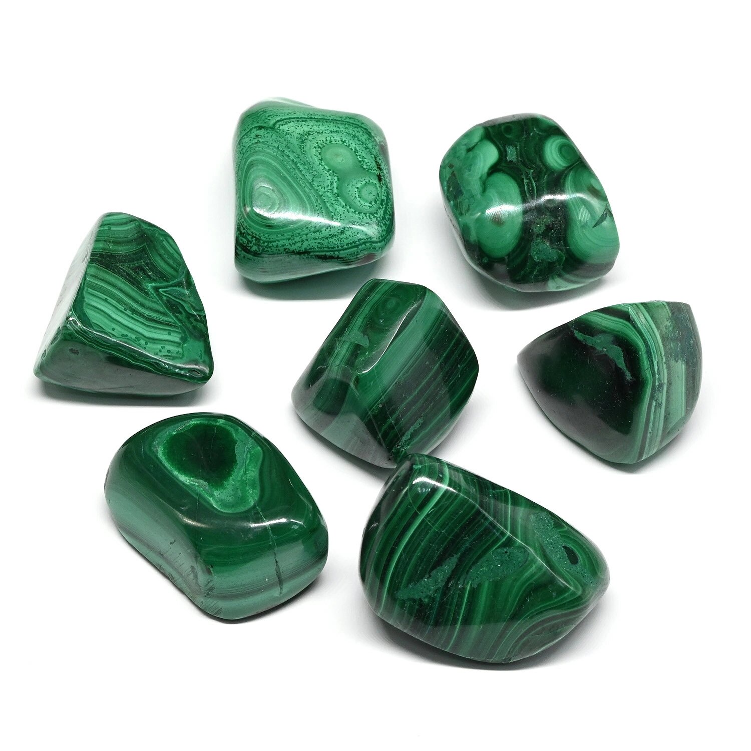 Малахит галтовка фракция 10-25мм, упаковка 100г .