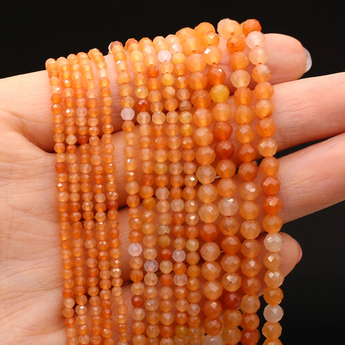 Бусины из натурального оранжевого агата 2-4 мм 3mm