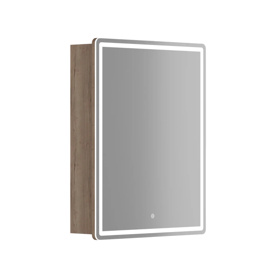 Зеркальный шкаф для ванной комнаты SANCOS Mirror 590x150х740 мм, с LED подсветкой, цвет дуб галифакс натуральный , арт. MI60EG