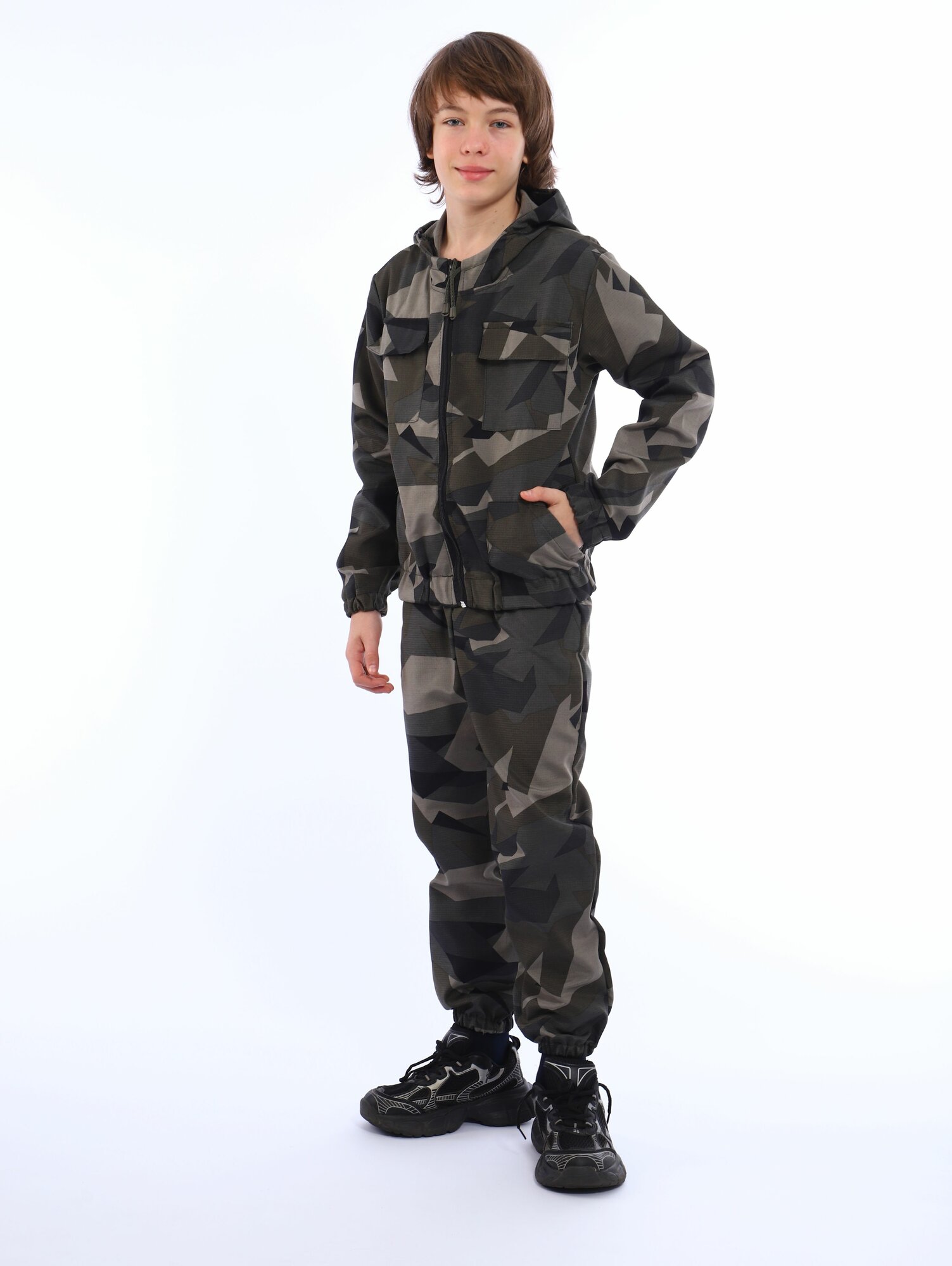 Детский костюм камуфляжный, маскхалат, летний, рипстоп, мужской, размер 34