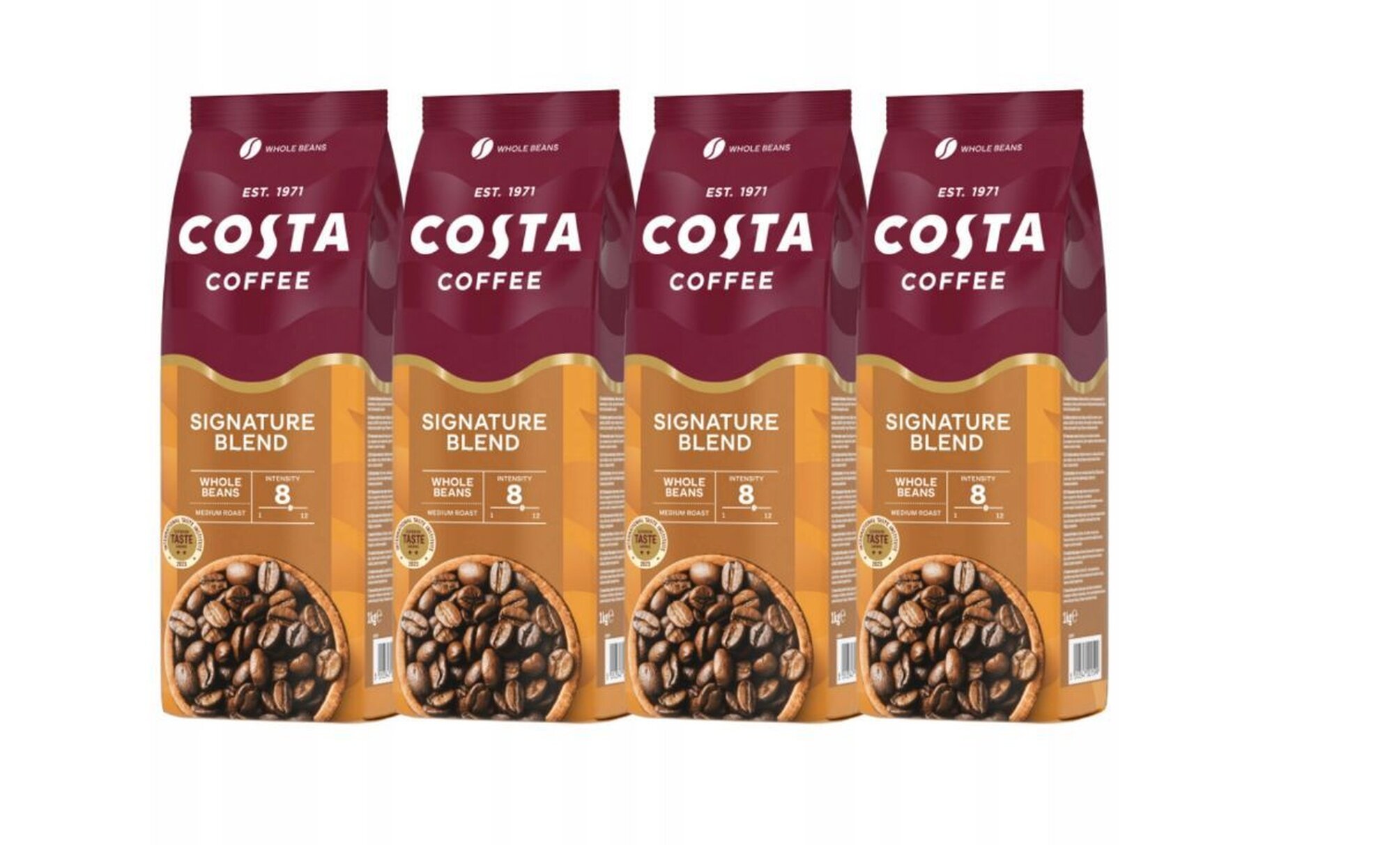Кофе в зернах Costa Signature Blend, 100% арабика, средняя обжарка, 4 упаковки по 1 кг