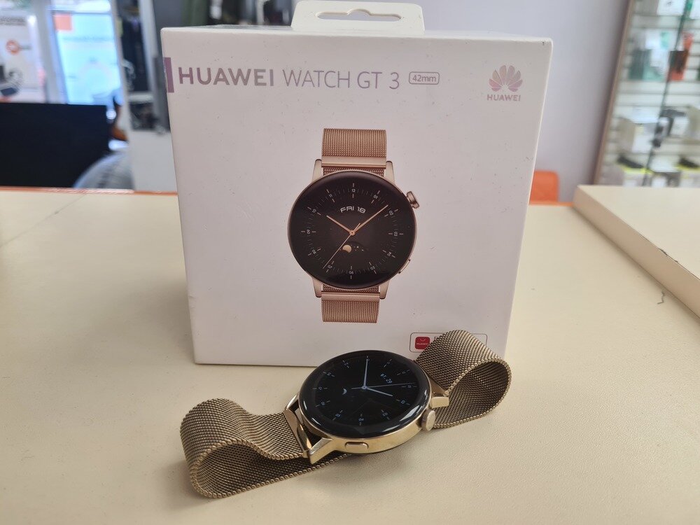 Смарт-часы Huawei Watch GT 3 Milo-B19T 42мм 1.32" AMOLED корп. золотистый рем. золотистый разм. брасл:130-190мм (55027168)
