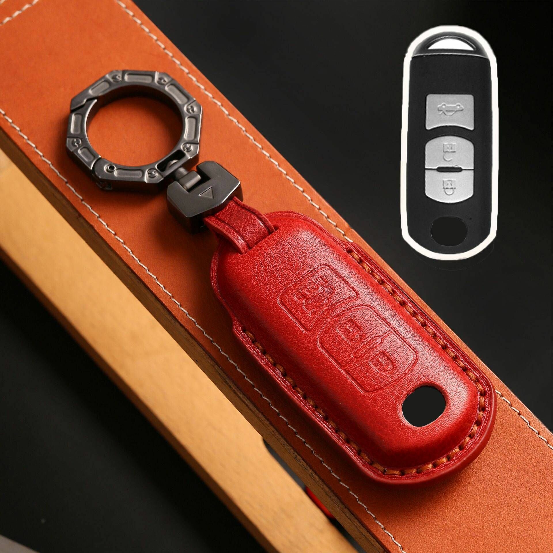 3 кнопочный ключ крышка футляра Fob кожаный чехол автомобиля держатель ключа корпуса для Mazda 3 6 Axela Atenza CX-5 CX5 CX-7 CX-9 2014 2015 2016