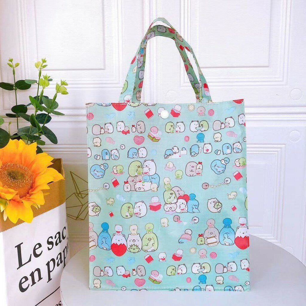 Pokonyan милый тоут бэг с оксфордской тканью и дизайном для детей для прогулок зеленая полоска большой