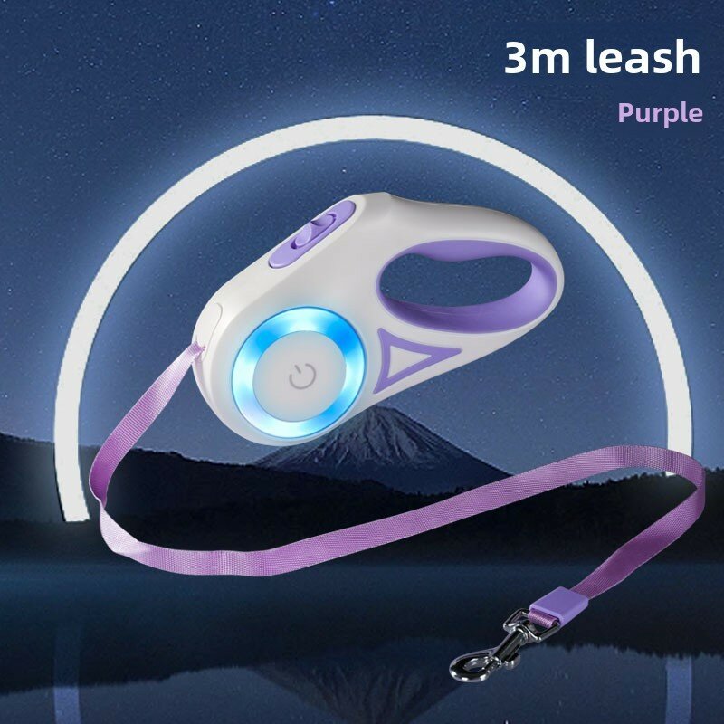 Glow led retractable pet traction rope with abs for dog training and outdoor adventures brand, purple 3m