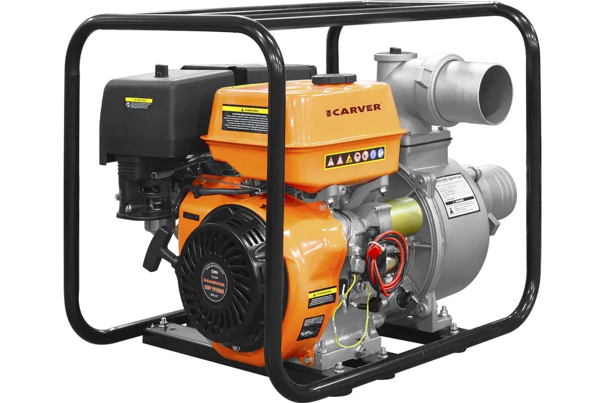 Мотопомпа Carver CGP 99100E (01.022.00009) бензиновый, одноцилиндровый, 9,6 кВт / 13 л. с, АИ 92