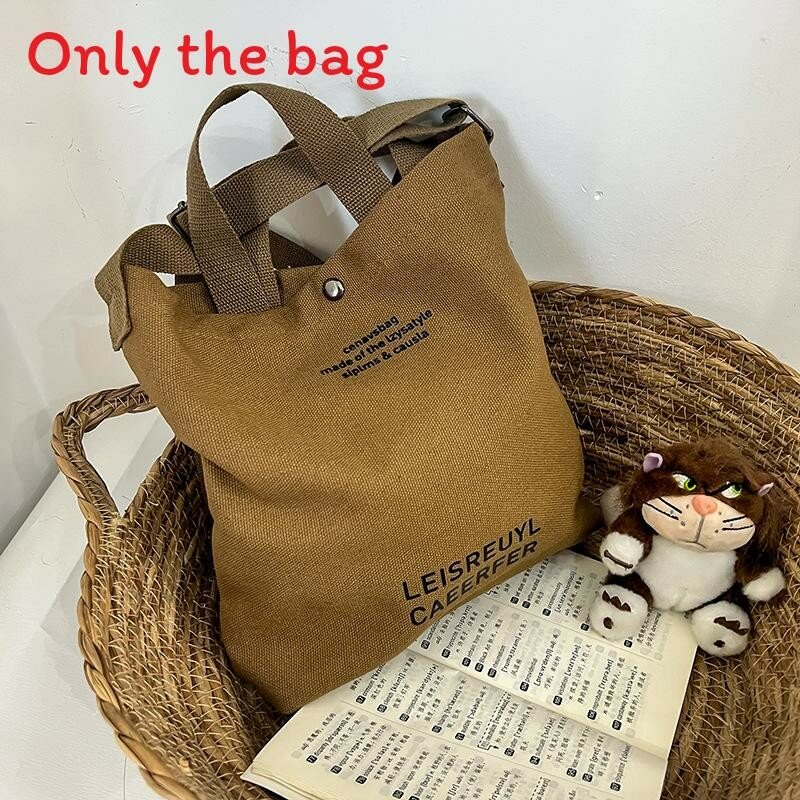 Стильная унисекс-сумка для детей из дышащего канваса для школьных принадлежностей, коричневая