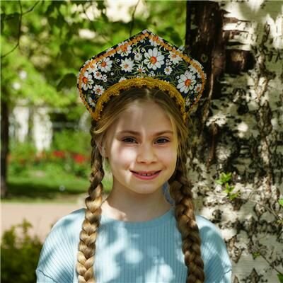 Карнавальный ободок КНР Кокошник Ромашки, 23х20 см
