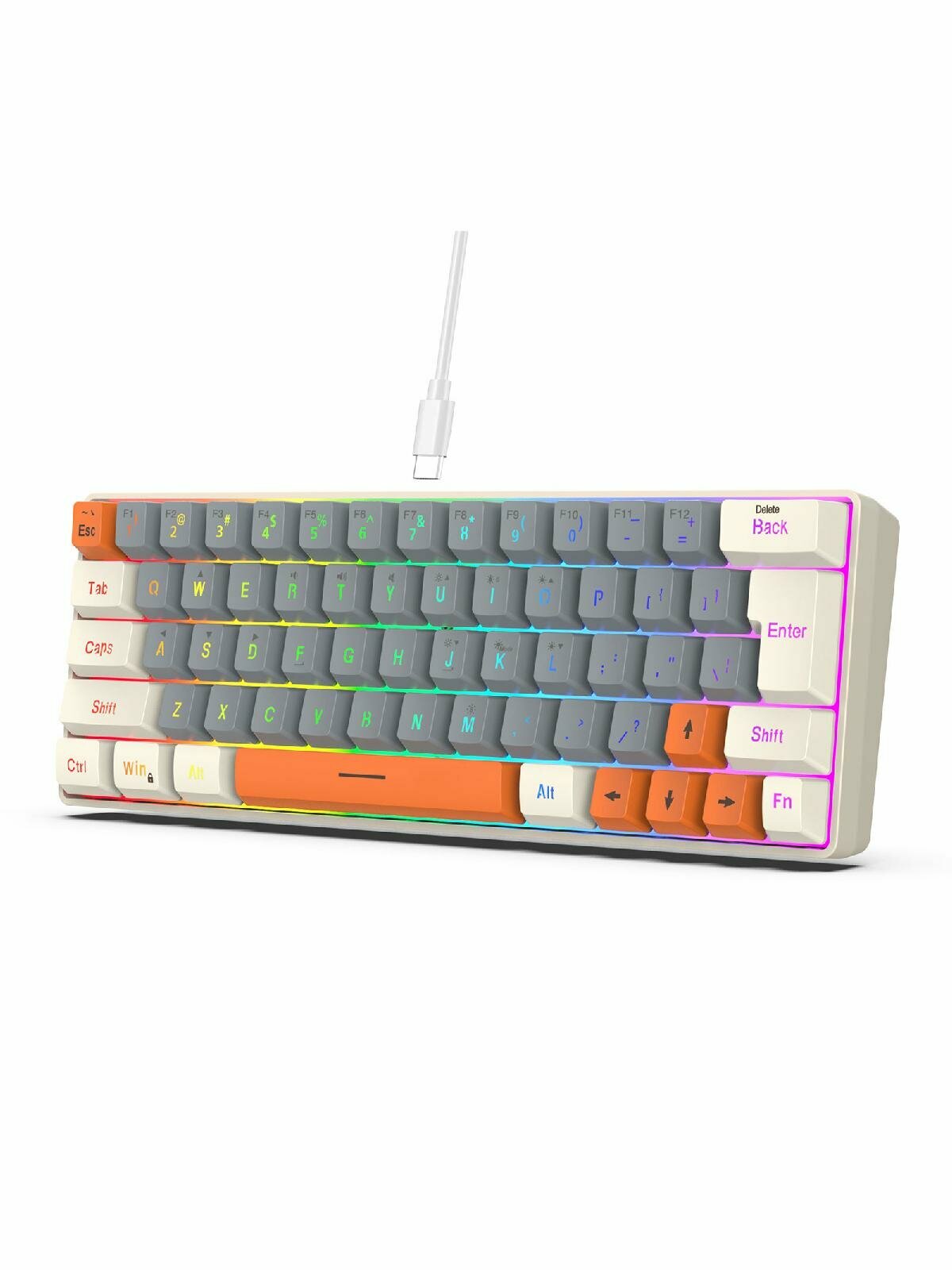 Mechanical Keyboard LED Backlits for Home Office Corded Gaming Keyboards 63 Keys Office Keyboard for PC Gamer Desktop