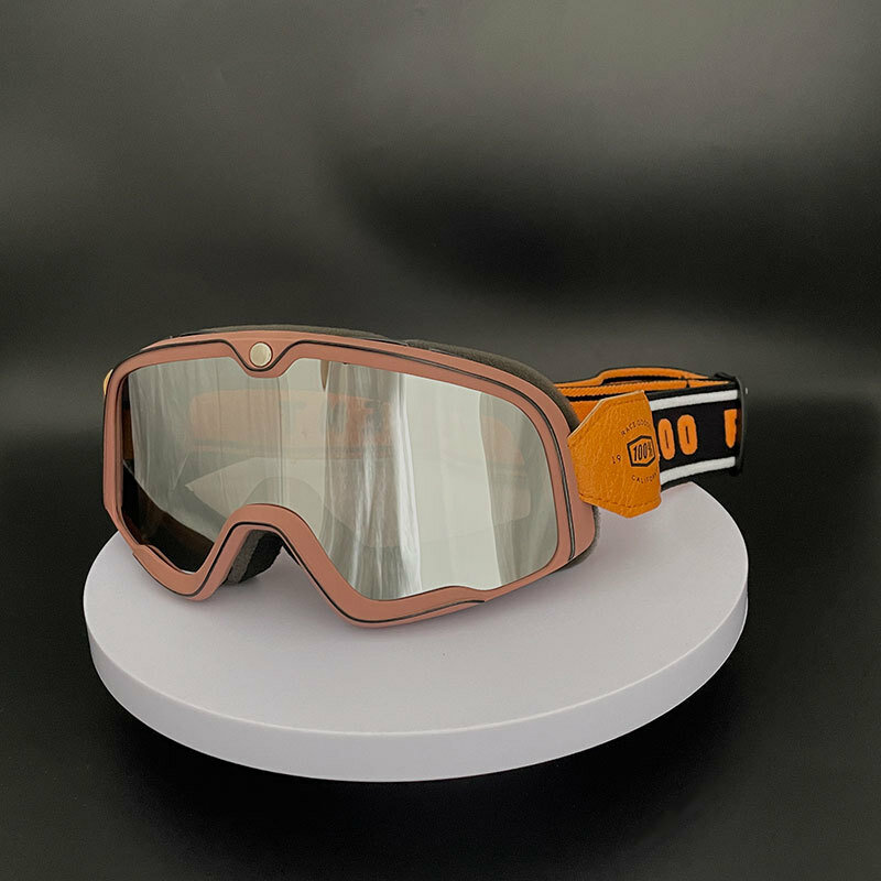 Мотоциклетные очки, ретро-стиль, ветрозащитные, для близоруких, коричневая рамка