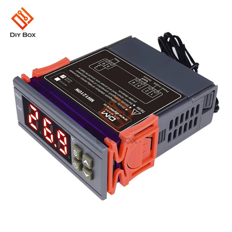 Красный термостат цифровой MH1210W, AC 110-220V