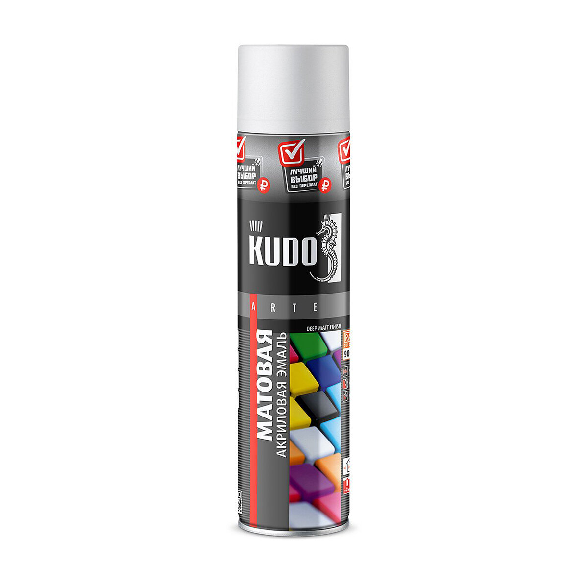 Аэрозольная акриловая краска RAL Kudo KU-A9003M.3, матовая, 800 мл, RAL 9003, белая
